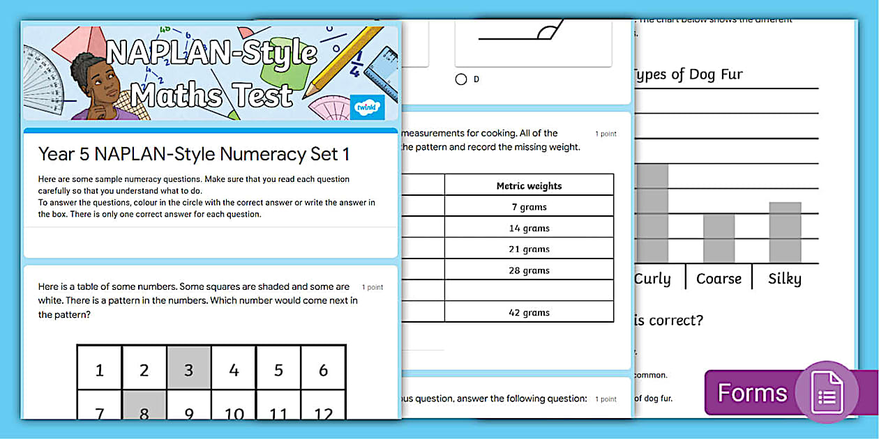 NAPLAN-Style Year 5 Numeracy Questions Google Form - Set 1