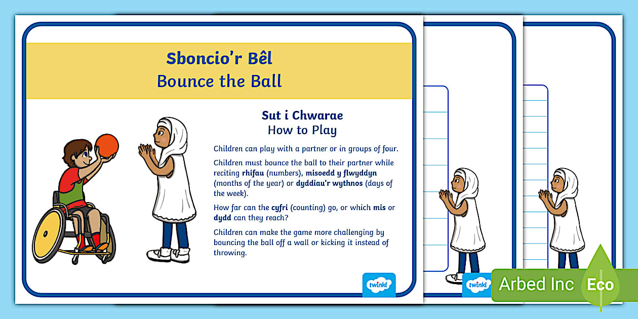 Yard Games: Bilingual Bounce the Ball Display Poster Welsh/English