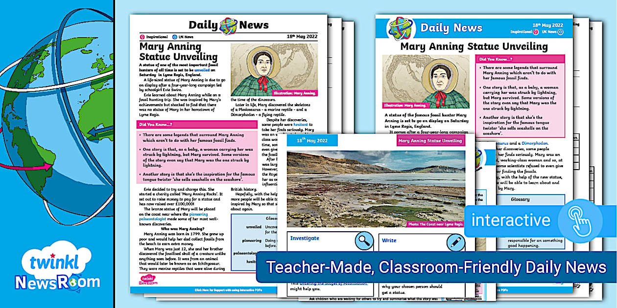 Mary Anning Reading Comprehension | Twinkl NewsRoom - Twinkl