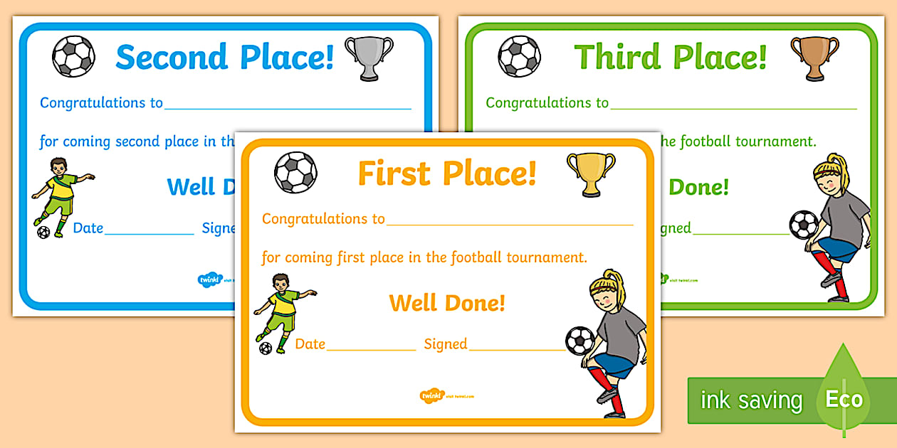 Editable Football Tournament Certificates (teacher made)