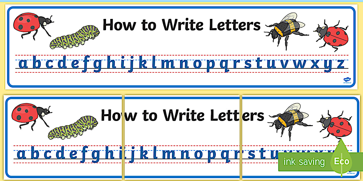 Cursive Ladybird, Bumble Bee and Caterpillar Themed Alphabet Display Banner