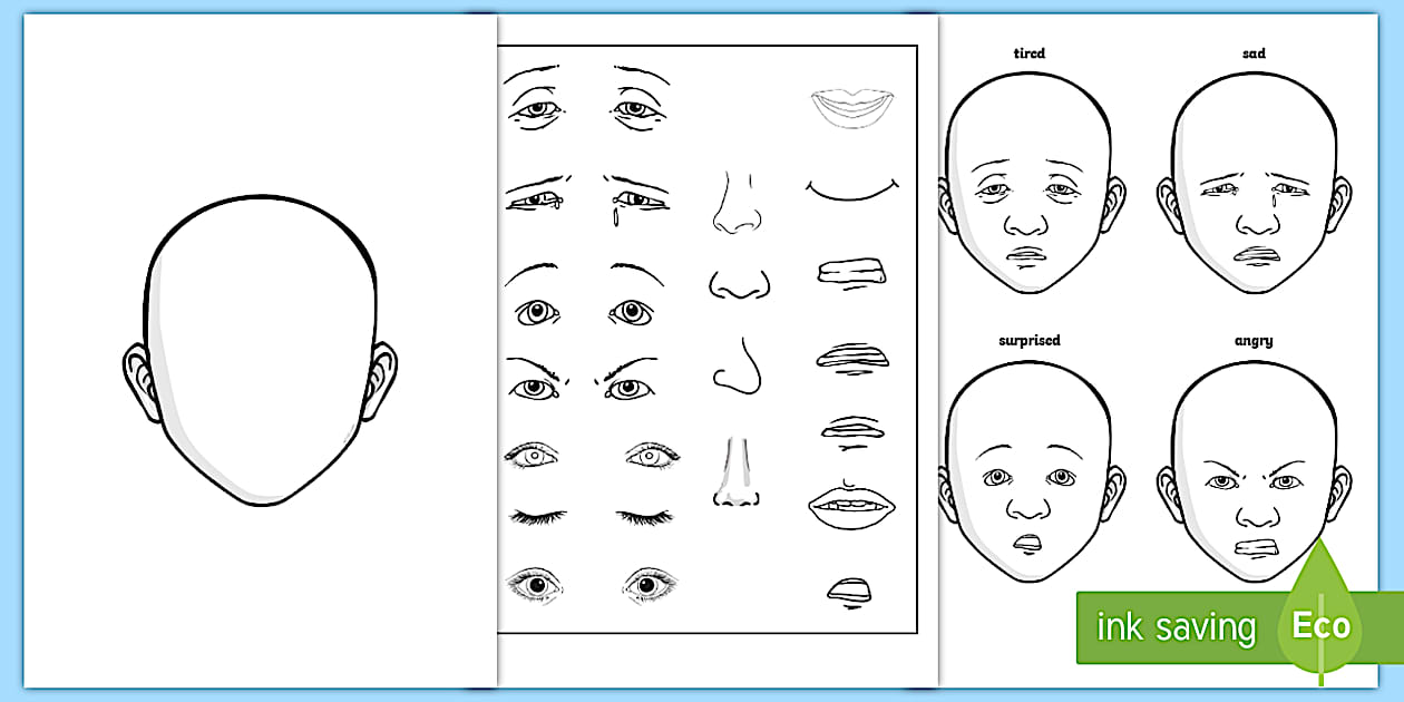 Feeling faces worksheet. Help children express emotions