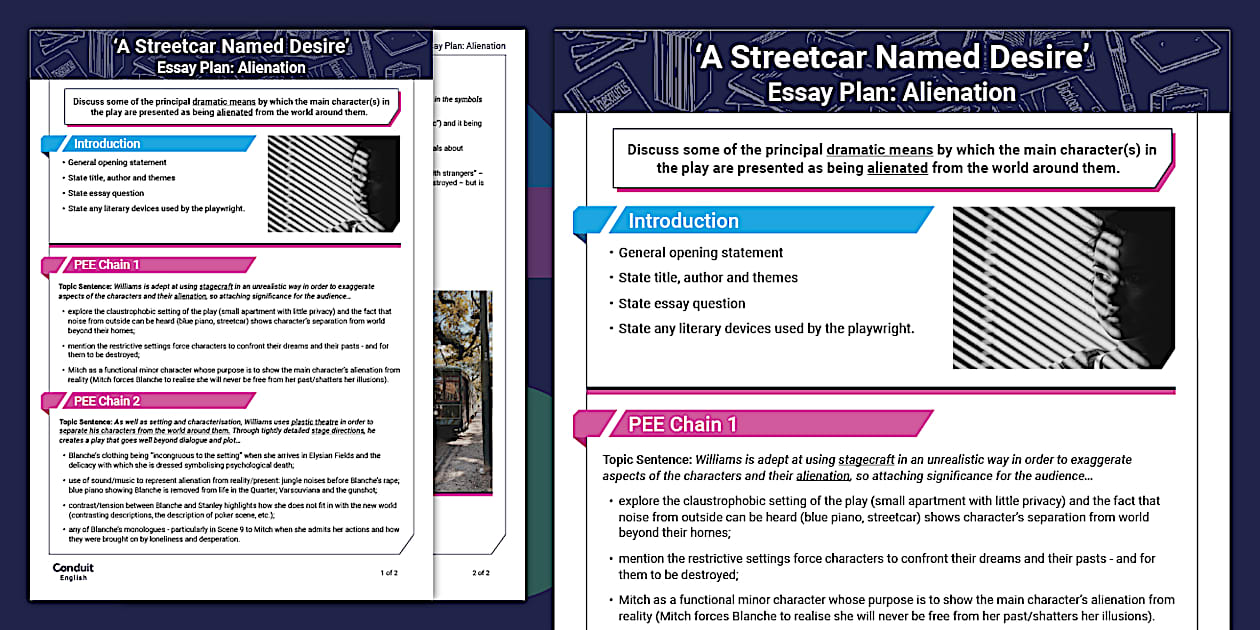 'A Streetcar Named Desire' Essay Plan: Alienation