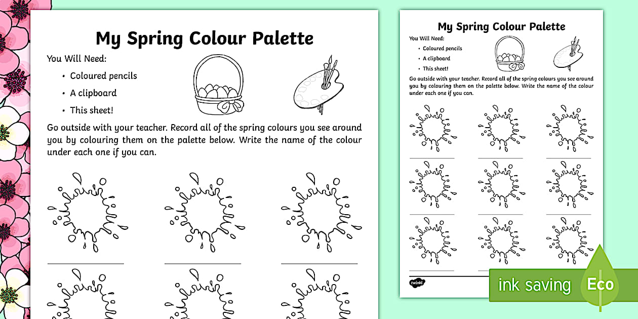 My Spring Colour Palette Worksheet / Worksheet - Twinkl