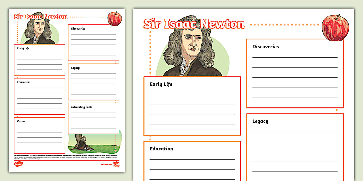 Isaac Newton Fact File Template (creat de profesori)