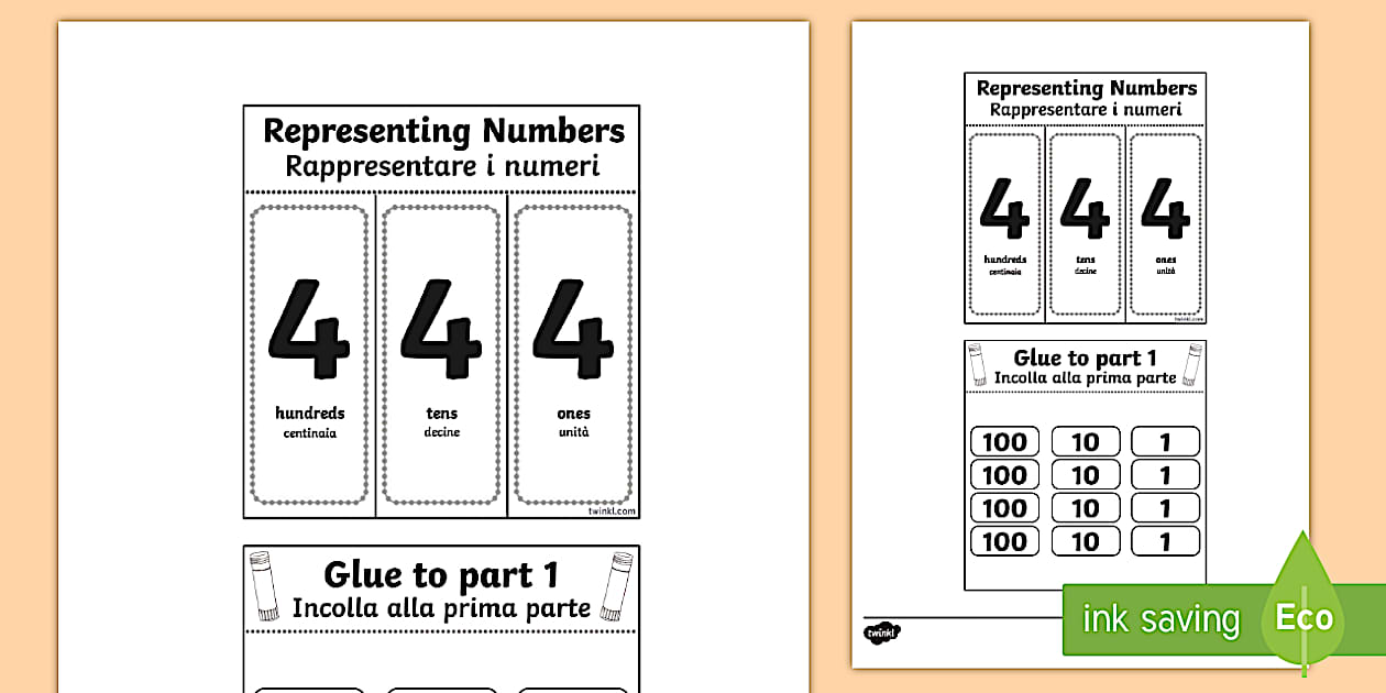 Place Value Flap Book Activity H T U English/Italian - Place Value Flap ...