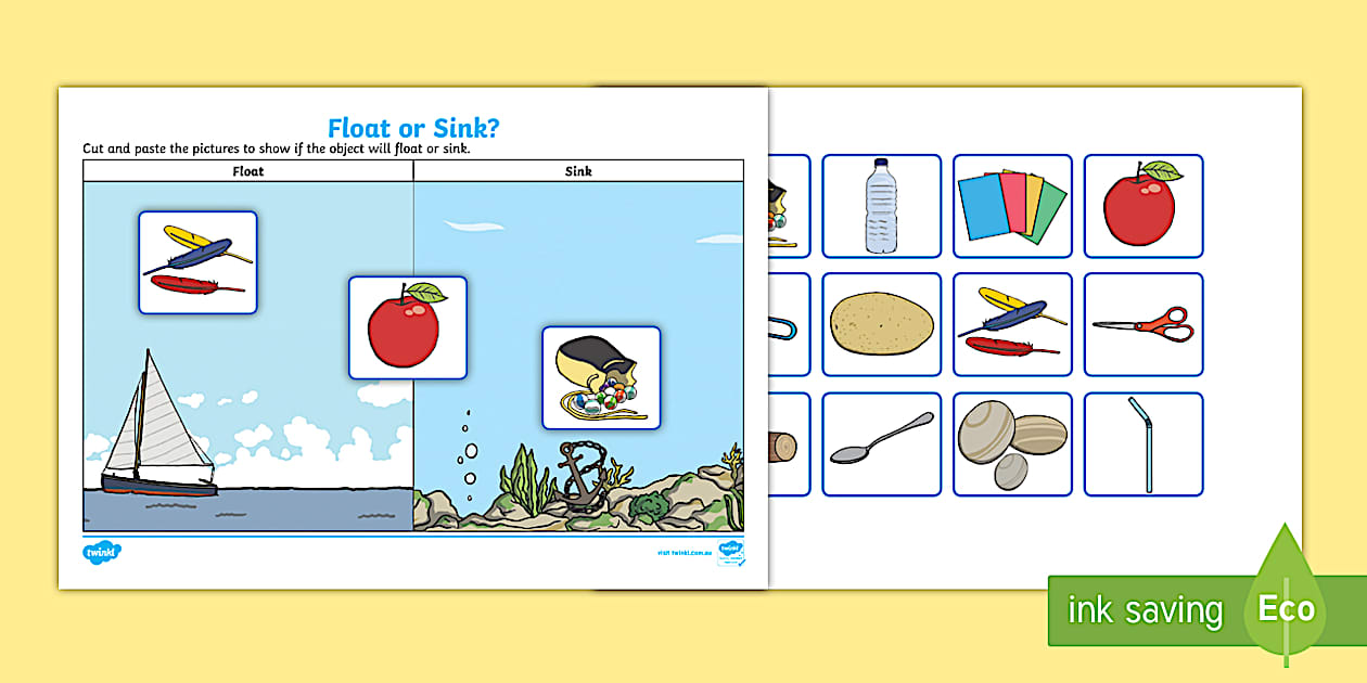 Float or Sink? Cut and Paste Worksheet | F-2 Resource