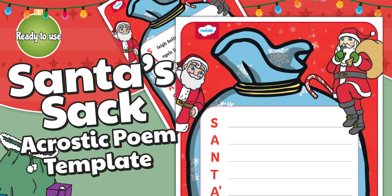 Santa's Sack Acrostic Poem Template