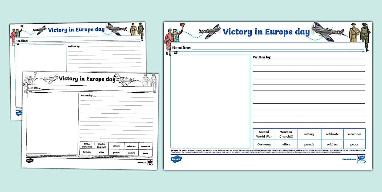 VE Day Newspaper Writing Template - History - Twinkl