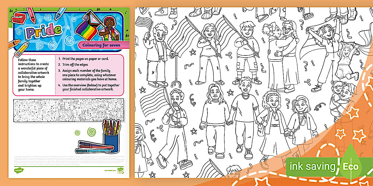 Pride-themed Collaborative Colouring (Ages 5 - 7) - Twinkl