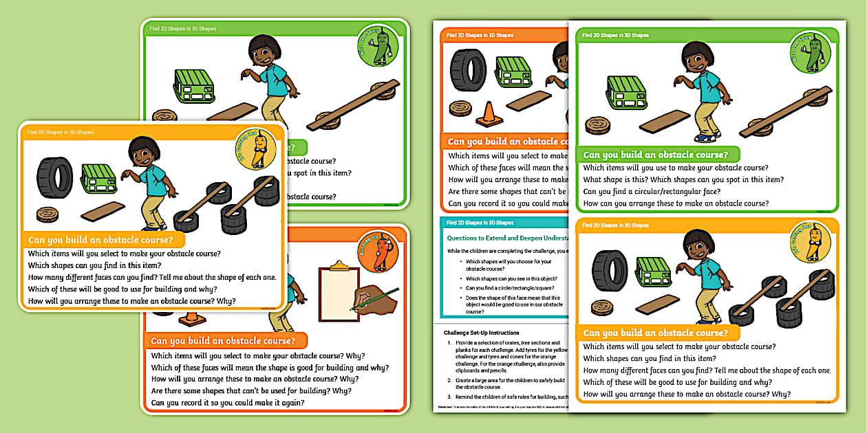 👉 EYFS 2D Shapes in 3D Shapes Chilli Challenge Obstacle Course