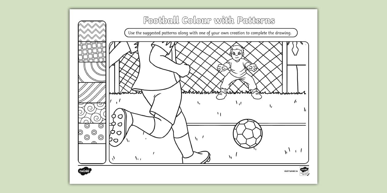 * NEW * Football Colour with Patterns Activity - Twinkl