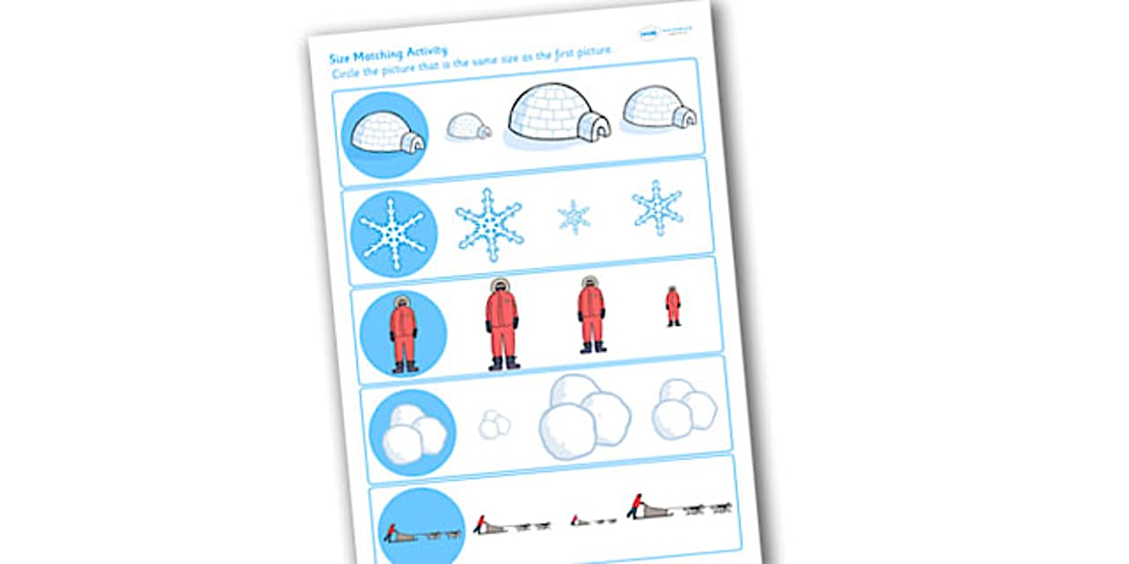 Winter Size Matching Worksheet (teacher made) - Twinkl