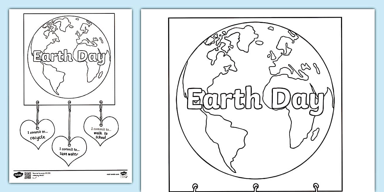 Earth Day Colouring Page