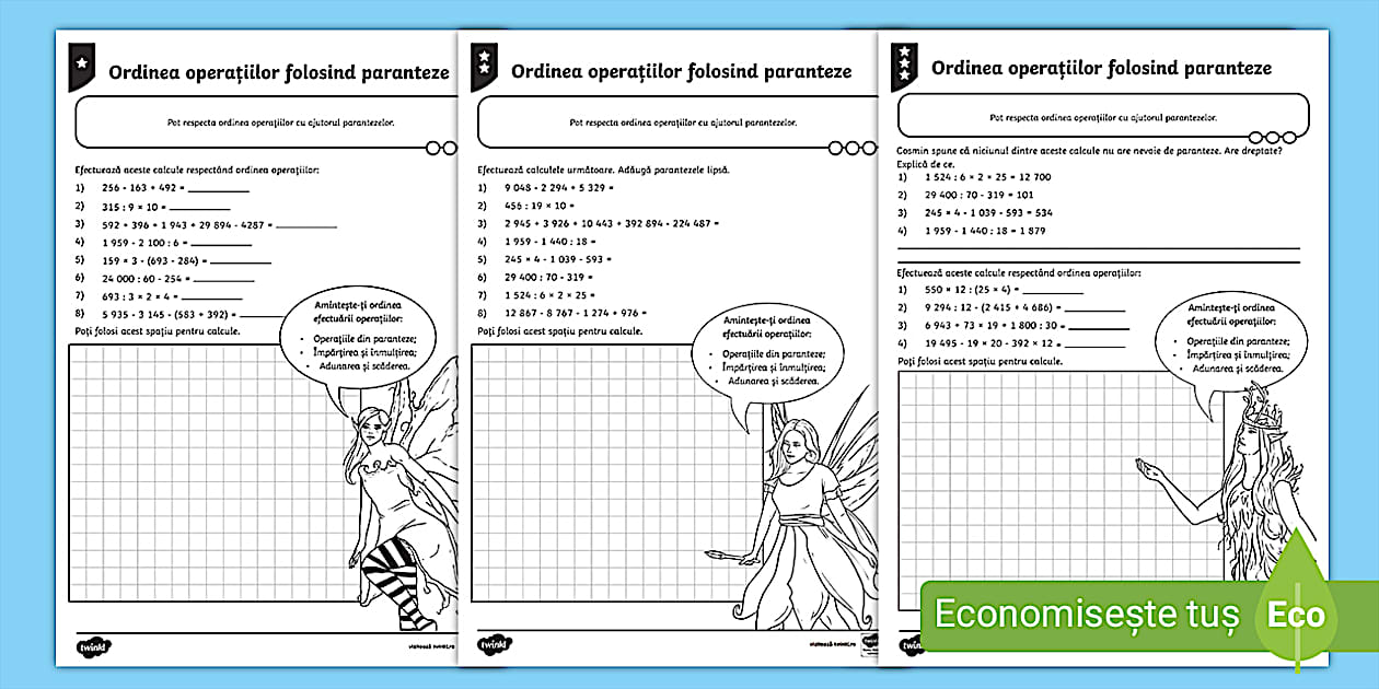 Exerciţii cu paranteze clasa a IV-a | Twinkl România