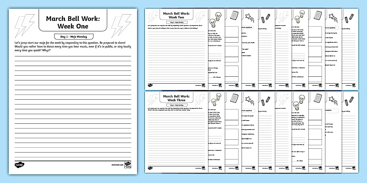 Seventh Grade ELA March Bell Work Bundle (Teacher-Made)