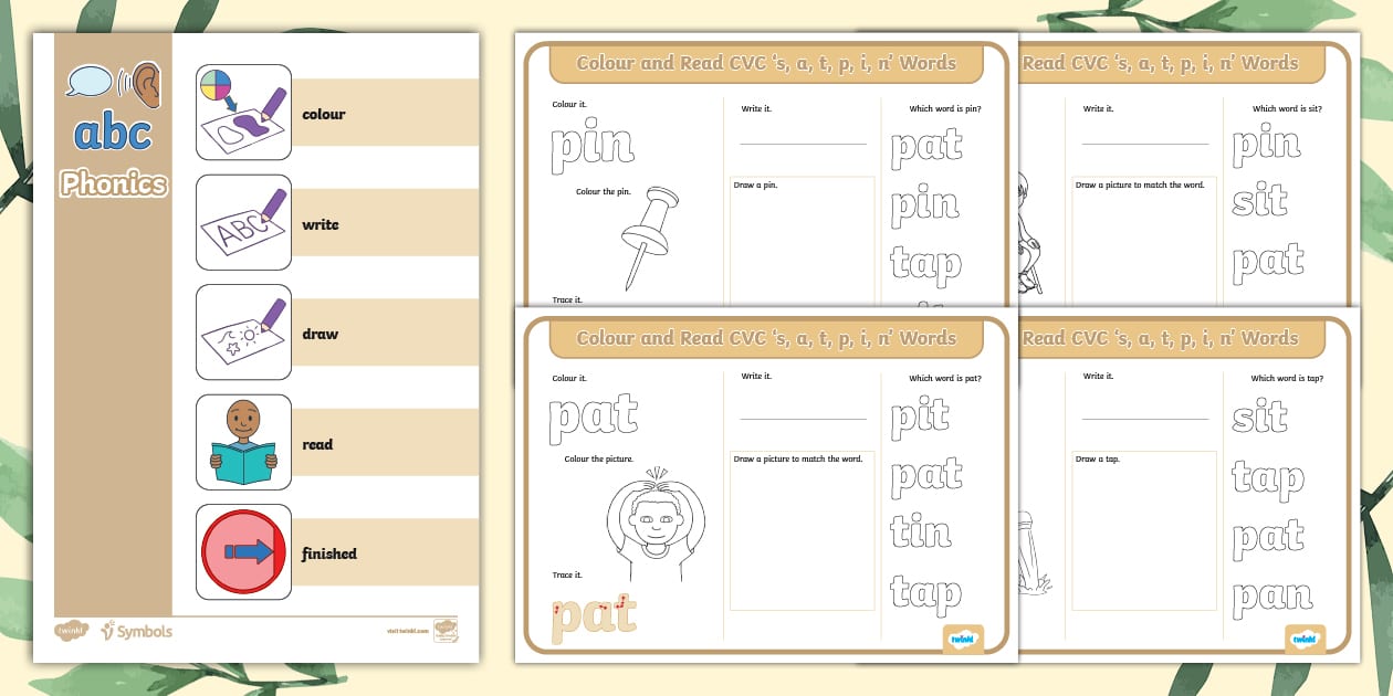 SEND Small Steps CVC s, a, t, p, i, n Words Colour, Write and Read