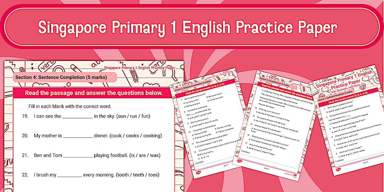 Singapore Primary 1 English Practice Paper | Exam Preparation & Revision