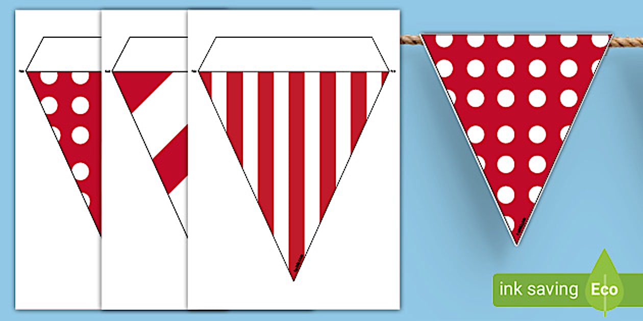 Red and White Bunting Display - Resources - Twinkl