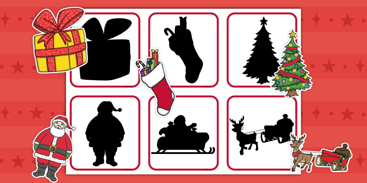 Christmas Shadow Matching Card Game (teacher made) - Twinkl