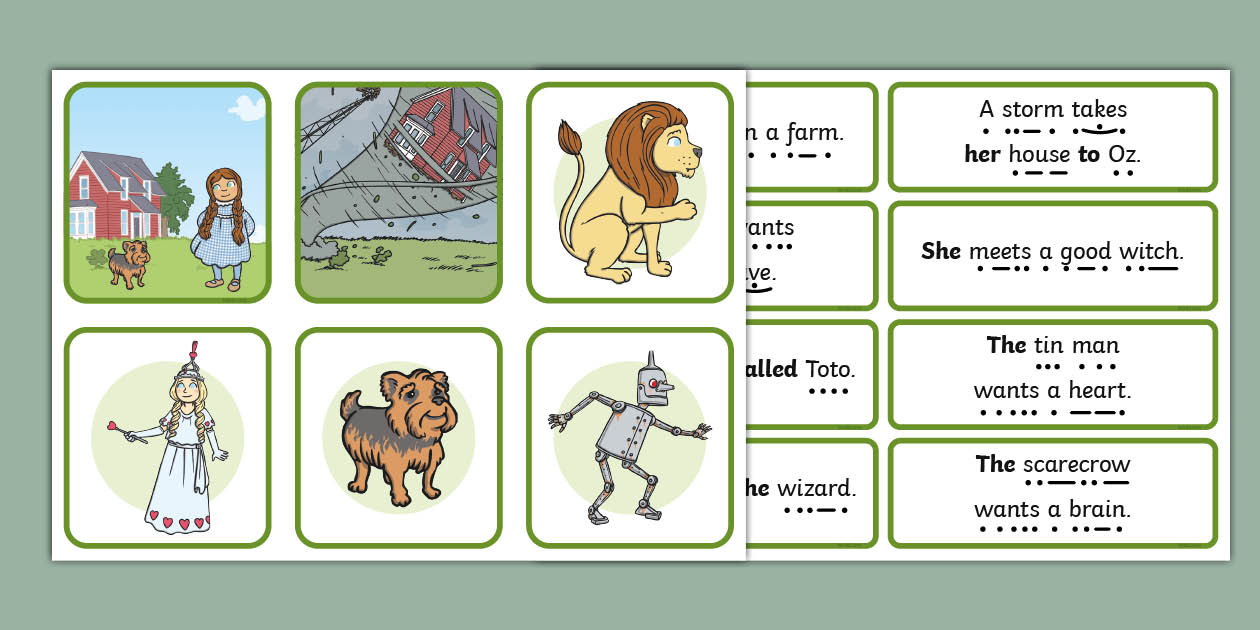 Wizard of Oz Simple Sentence Matching Activity - Twinkl