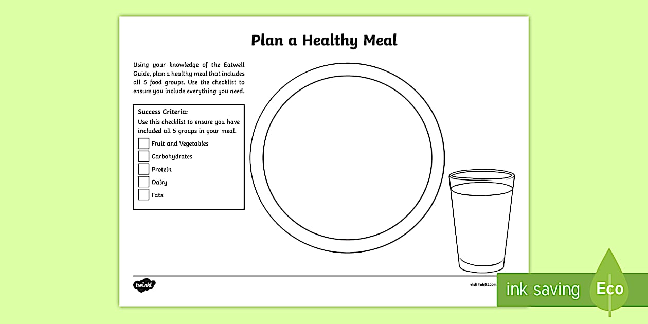 Editable Plan a Healthy Meal Worksheet (teacher made)