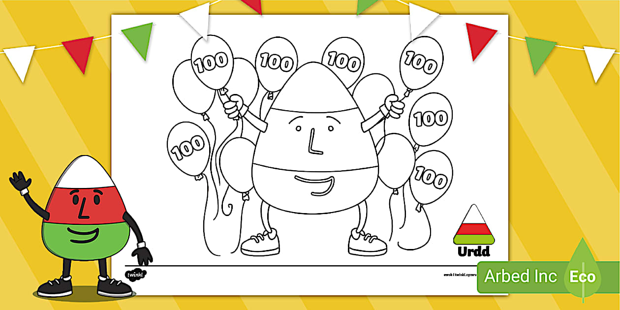 Taflen Lliwio Mistar Urdd Balŵns/ Mr Urdd Balloons Colouring Sheet
