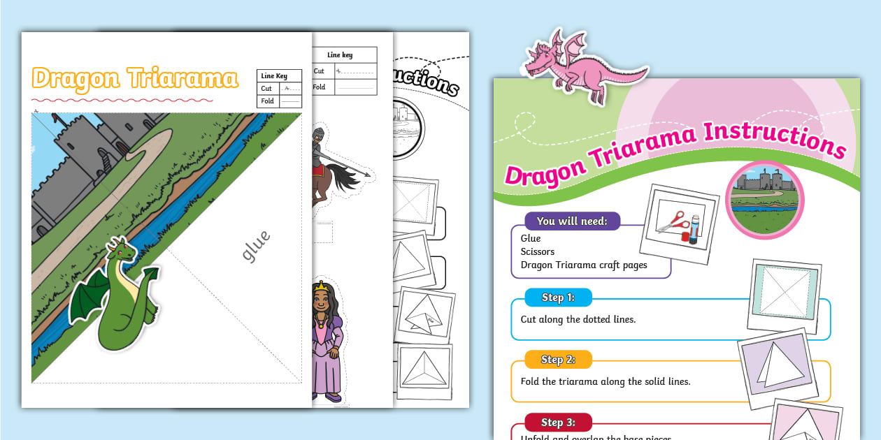 Dragon Triarama Craft - Twinkl Arts and Crafts - Twinkl