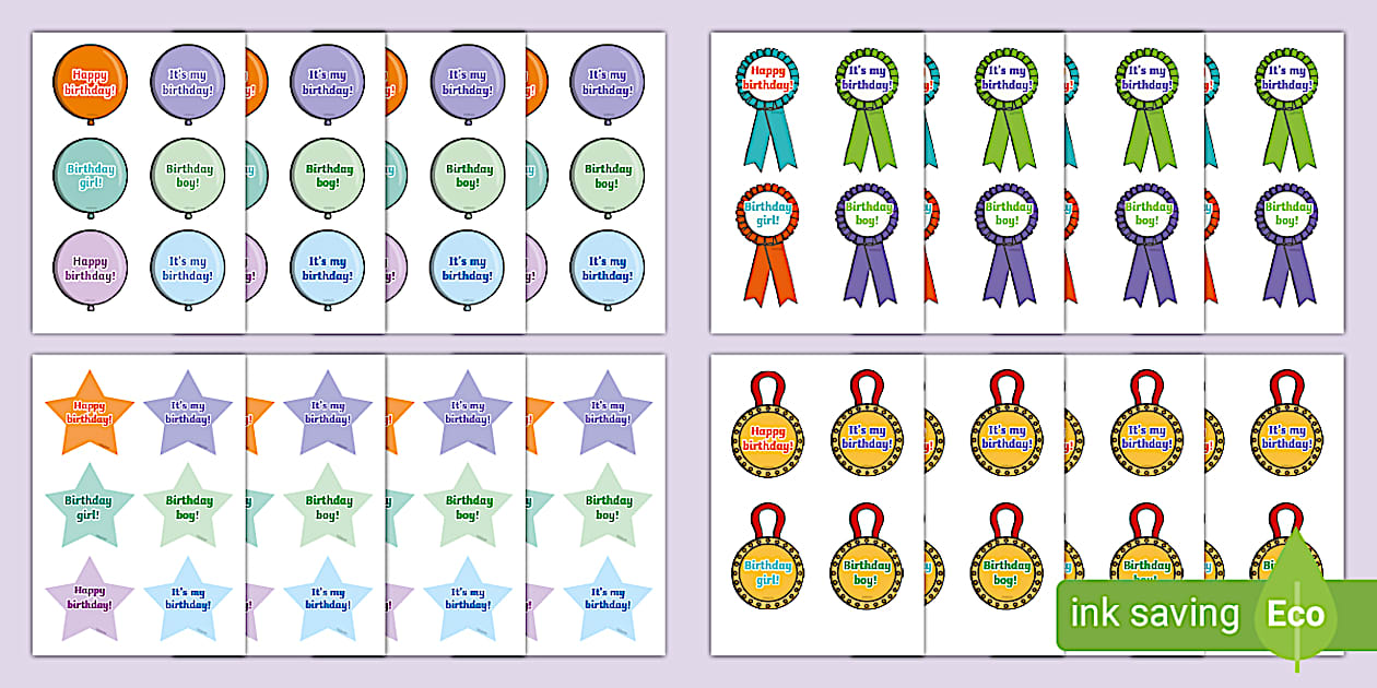 Birthday Badge Pack - Twinkl - KS1