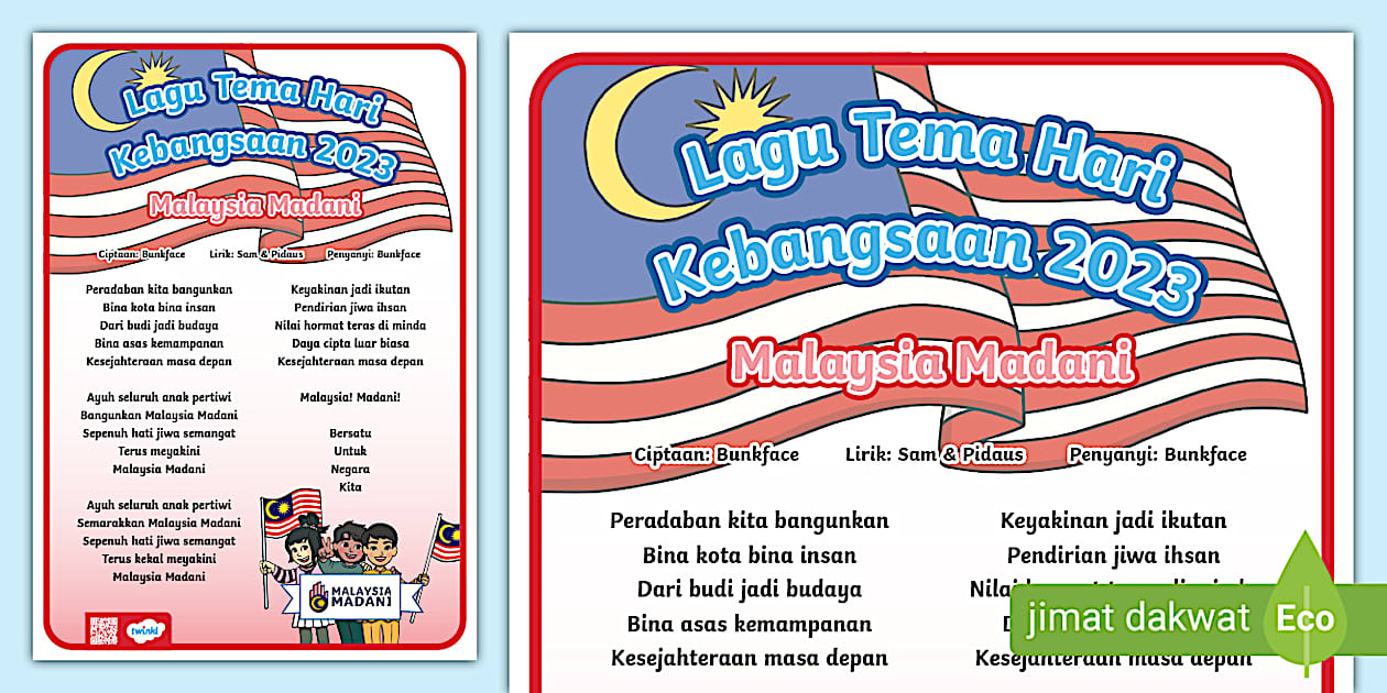 Lirik Lagu Malaysia Madani (teacher made) - Twinkl