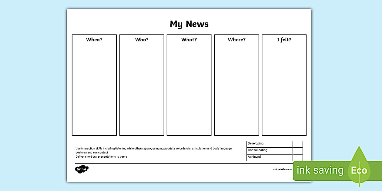 Sharing My News Worksheet (teacher made) - Twinkl