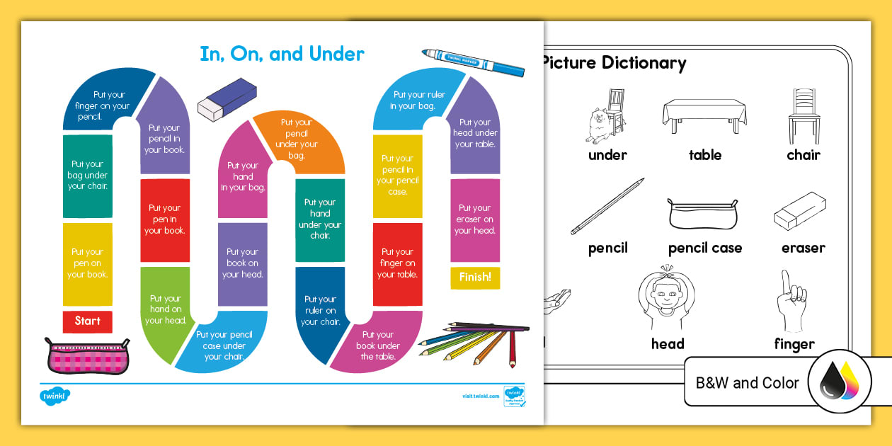 In, On, and Under Preposition Game for ELL - Twinkl