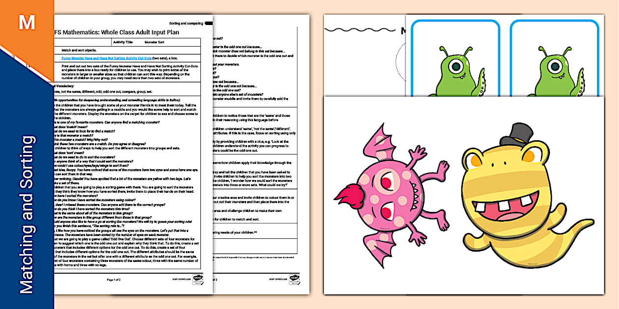 EYFS Maths: Monster Sort Plan and Resource Pack | Twinkl