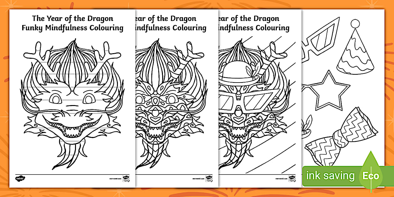 Year of the Dragon Funky Mindfulness Colouring Activity