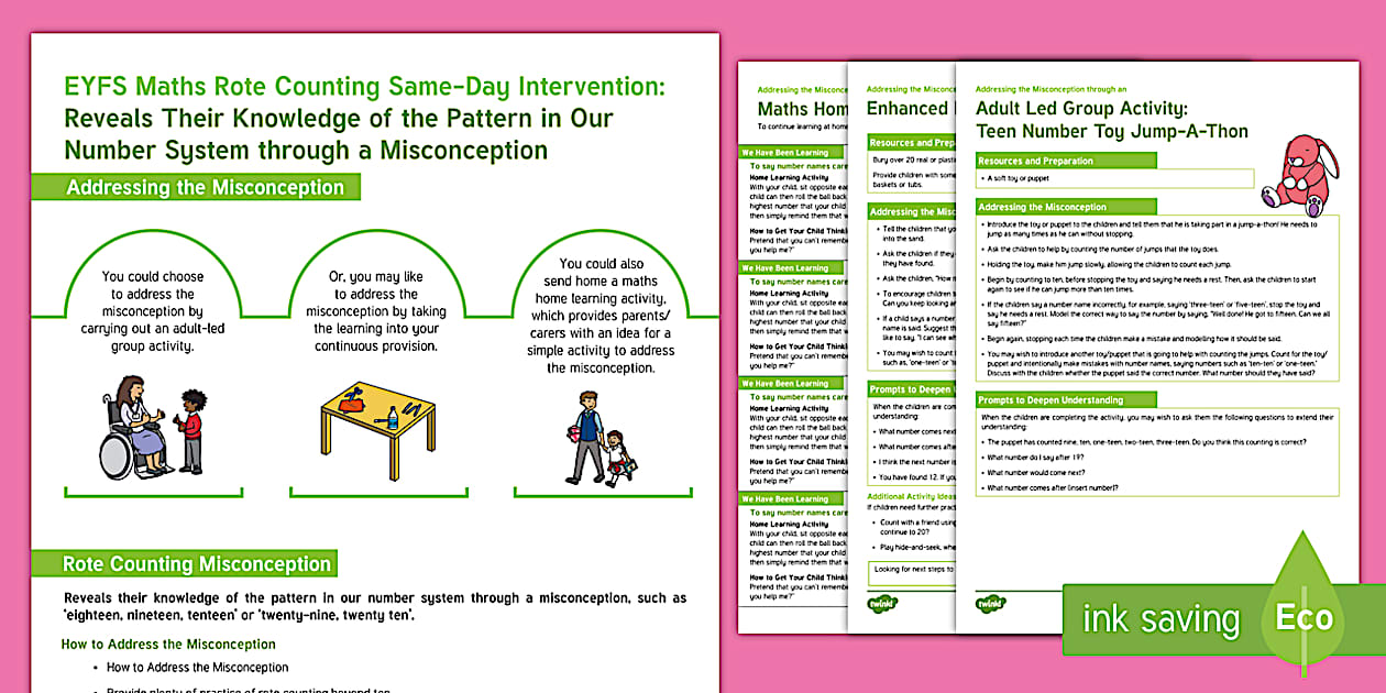 EYFS Maths Rote Counting Same-Day Intervention Plan - Twinkl