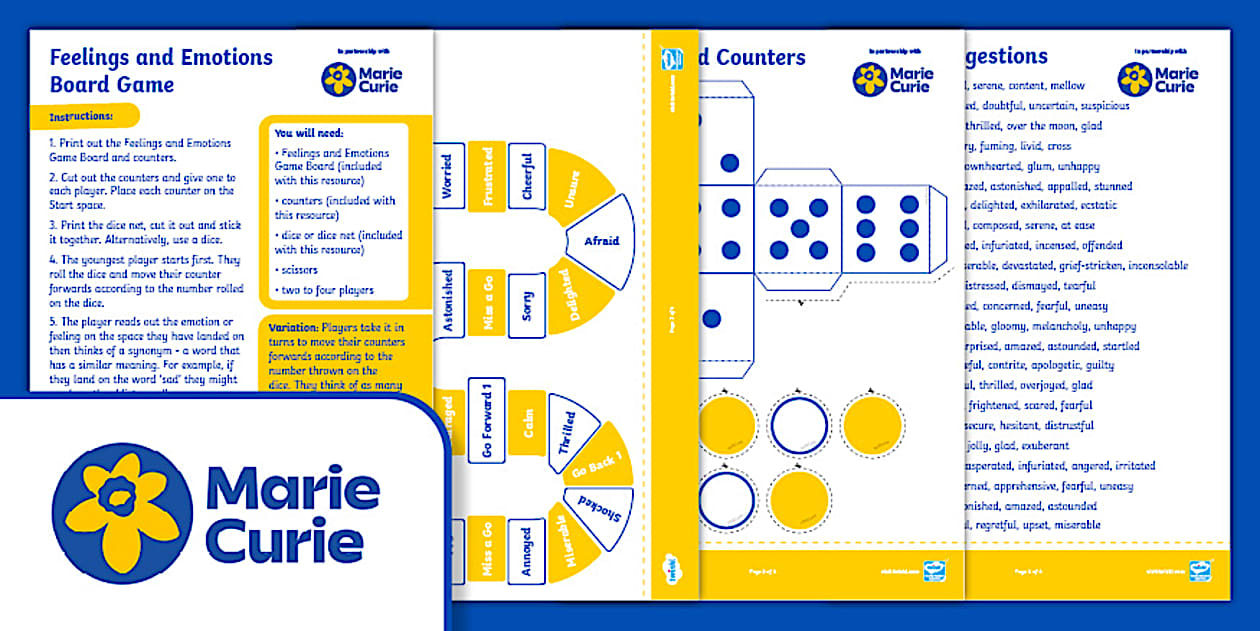 Marie Curie: Feelings and Emotions Board Game (teacher made) Marie Curie: Feelings and Emotions Board Game (teacher made)