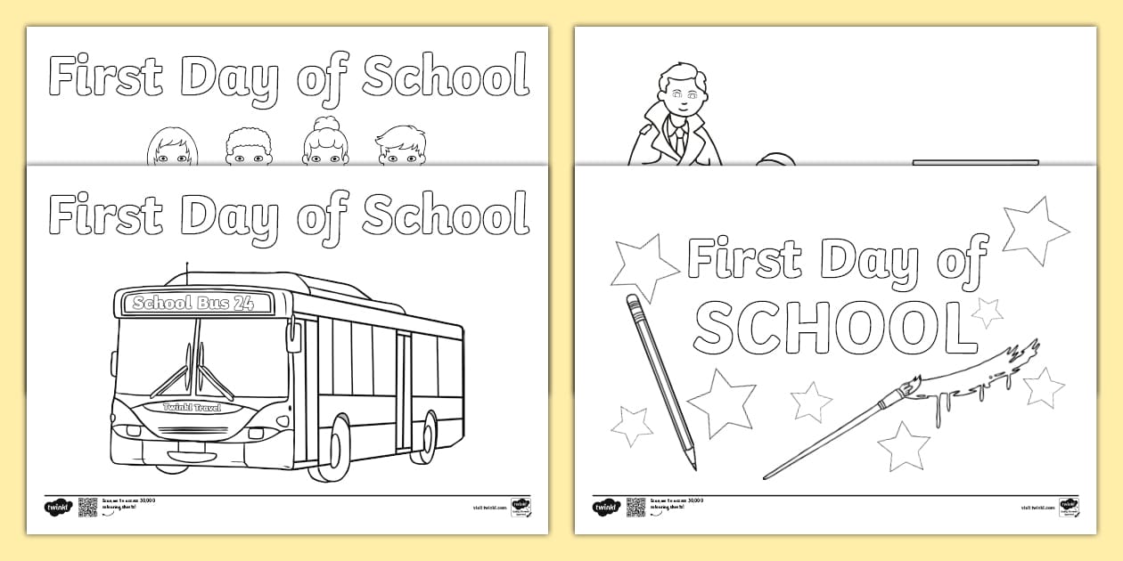 Printable Colouring Pages for the First Day of School