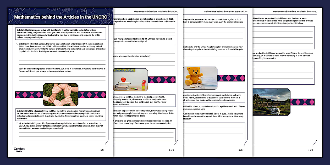 Mathematics behind the Articles in the UNCRC (teacher made)