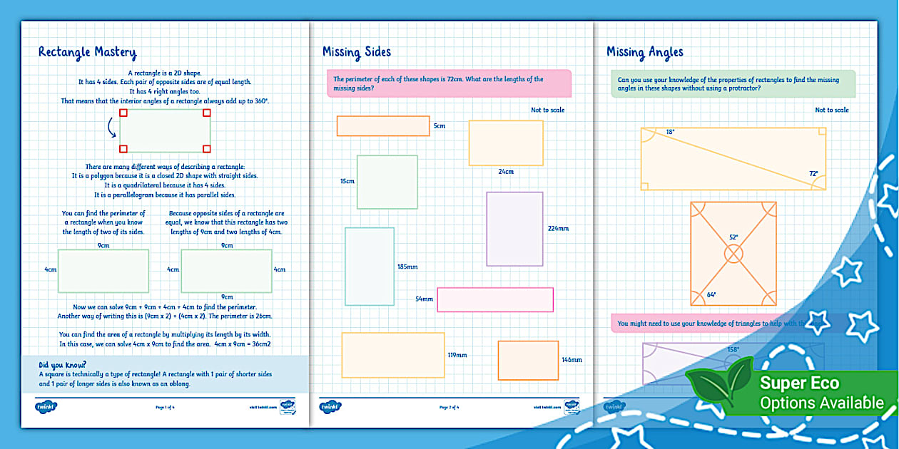 👉 Properties of Rectangles (Ages 9 - 10) (teacher made)