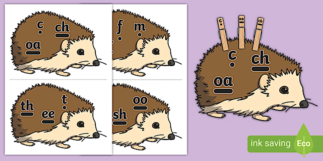 Phase 3 Phonics Hedgehogs Peg Activity (teacher made)