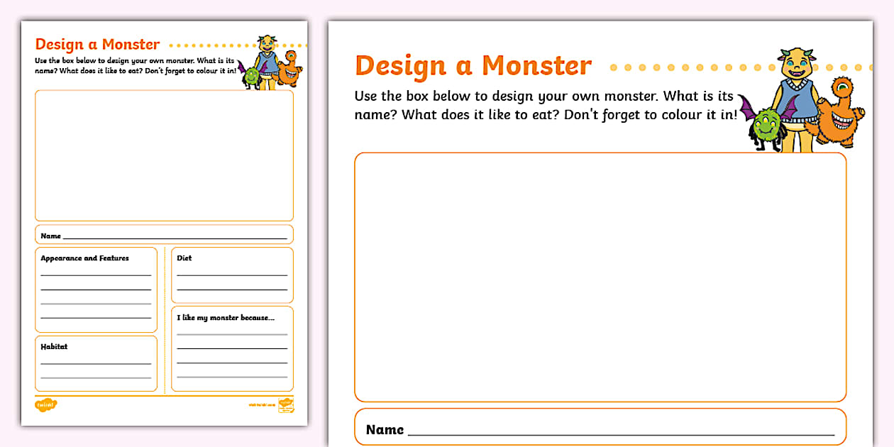 Design a Monster Worksheet - KS1 - Twinkl