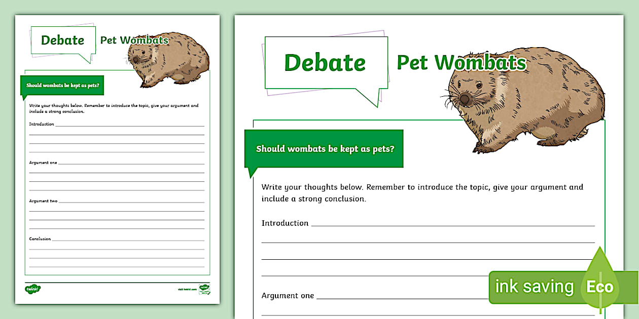 Wombat Pet Debate Writing Frame (l'enseignant a fait)