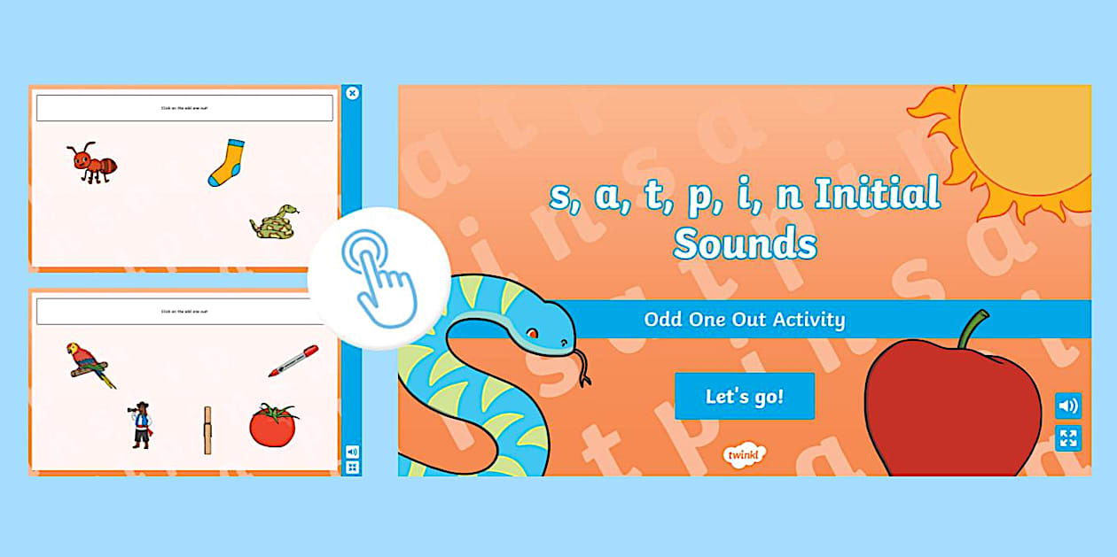 s, a, t, p, i, n Initial Sounds Odd One Out Game - Twinkl