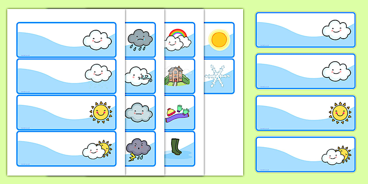 Editable Weather Themed Drawer Peg Name Labels - Twinkl