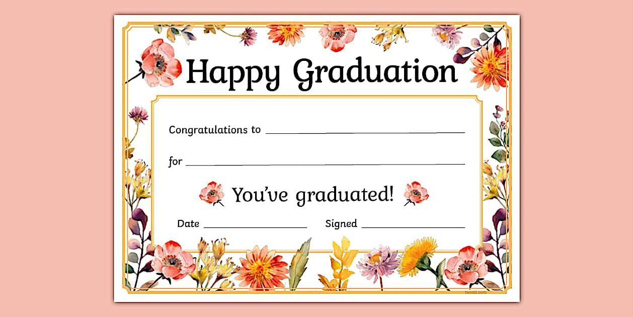 Wildflower-Themed Graduation Certificate (teacher made)