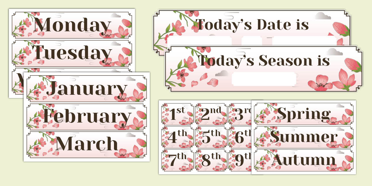 Sakura-Themed Todays Date Display Pack - Twinkl