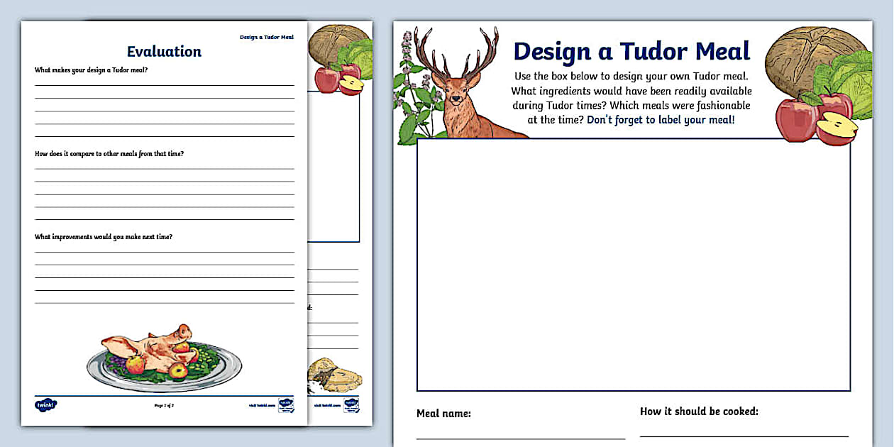Design a Tudor Meal Worksheet (teacher made) - Twinkl