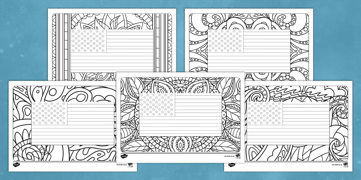 USA Flag Mindfulness Colouring Sheets (teacher made)