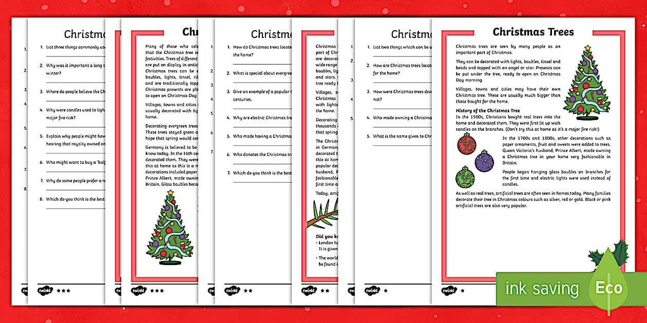 Christmas Tree Reading Comprehension Passages - English