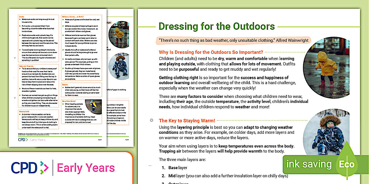 Dressing for the Outdoors (Handout) (teacher made) - Twinkl